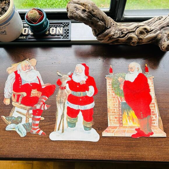 Unbranded | Wall Decor | 3 Santa Paper Cut Outs Christmas Wall Decor ...
